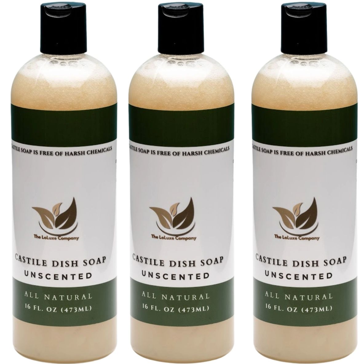 3 Packs Castile Dish Soap (Unscented) – The LoLuxe Company